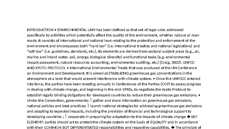 Environmental Lecture 1: Key Concepts in International Treaties and Laws - Studocu