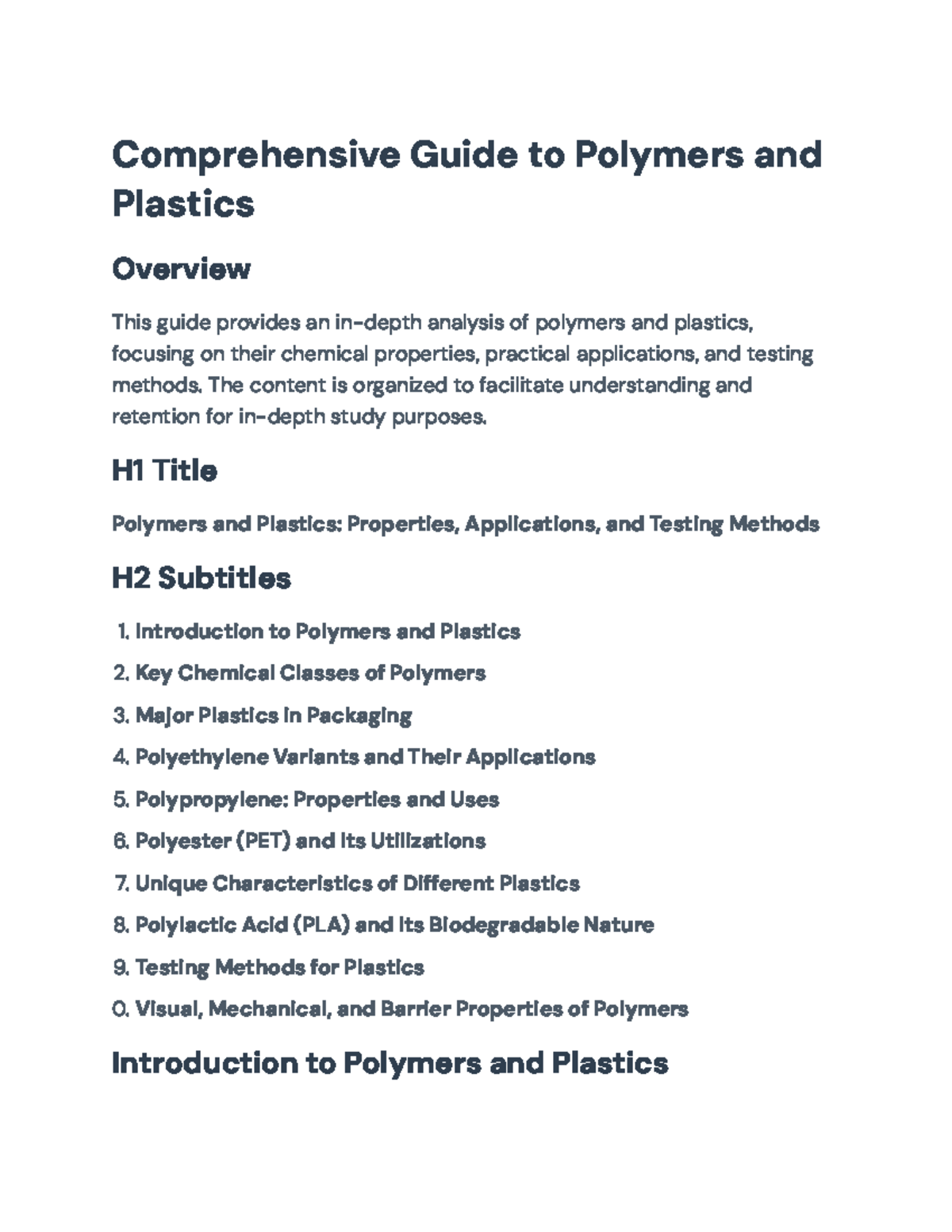 Comprehensive Guide to Polymers and Plastics: Properties & Testing ...