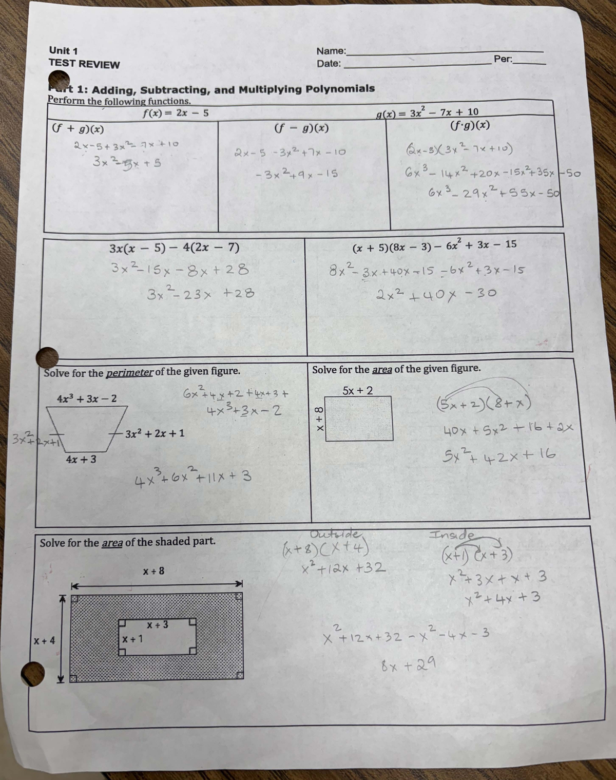 Final Exam Review: Adding, Subtracting, and Multiplying Polynomials ...