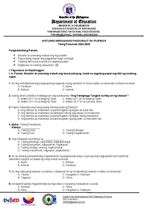 Filipino quarter 2 reviewer - FILIPINO 9 QUARTER 2 REVIEWER PABULA - Sa ...