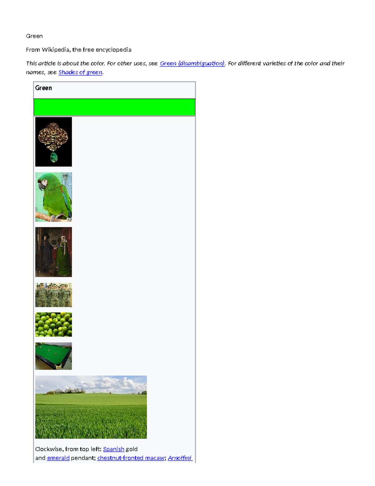 Understanding the Color Green: A Comprehensive Overview - Studocu