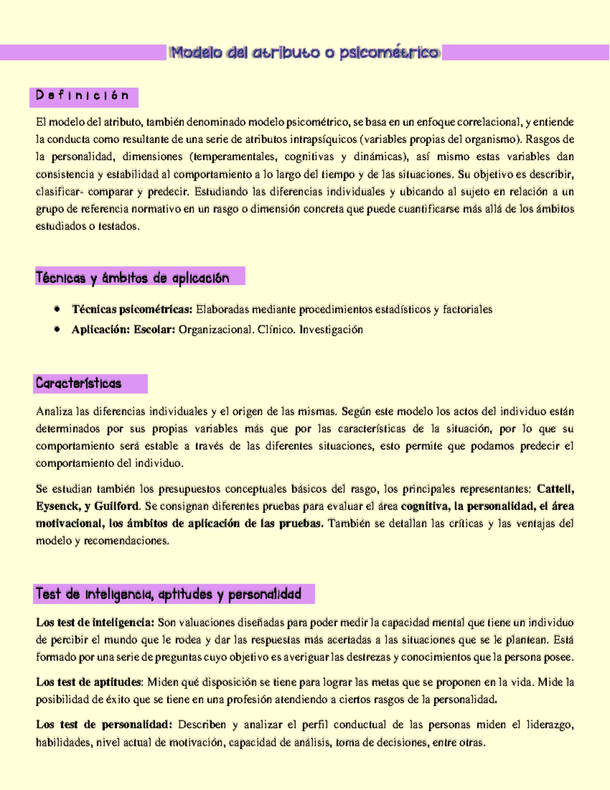 Modelo Psicométrico: Atributos y Aplicaciones en Evaluación Psicología ...
