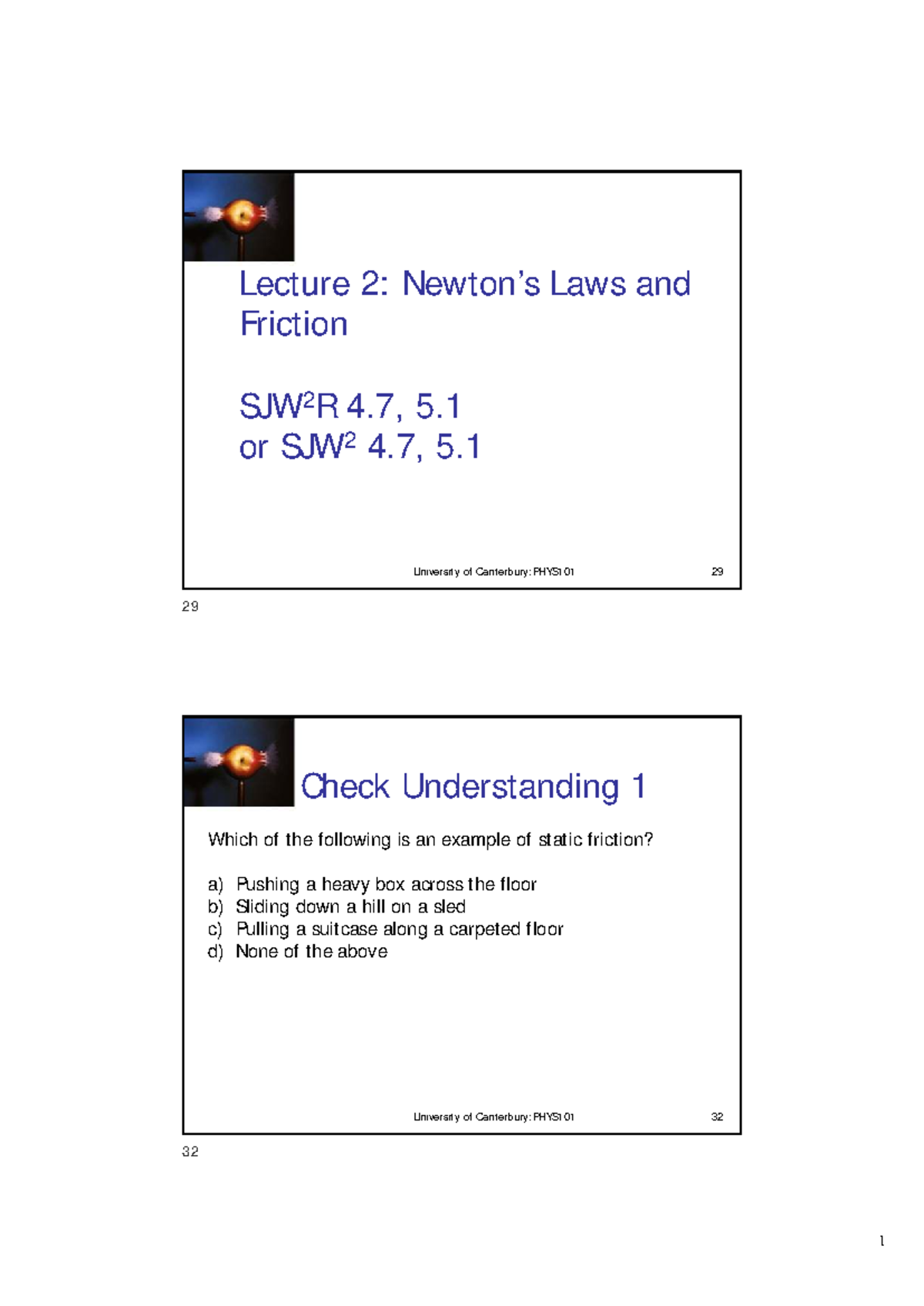 Mechanics Lecture 2 2025 Semester 1 - Lecture 2: Newton’s Laws and ...