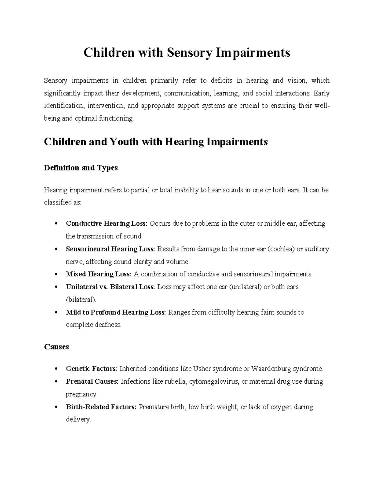 Module 5: Understanding Sensory Impairments in Children with Special ...