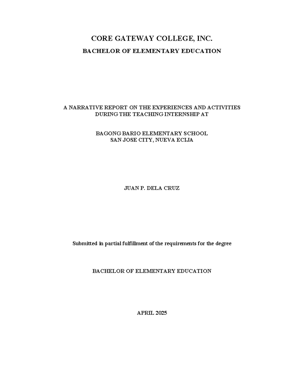 BEED 2025 - Narrative Report on Teaching Internship Experiences - Studocu