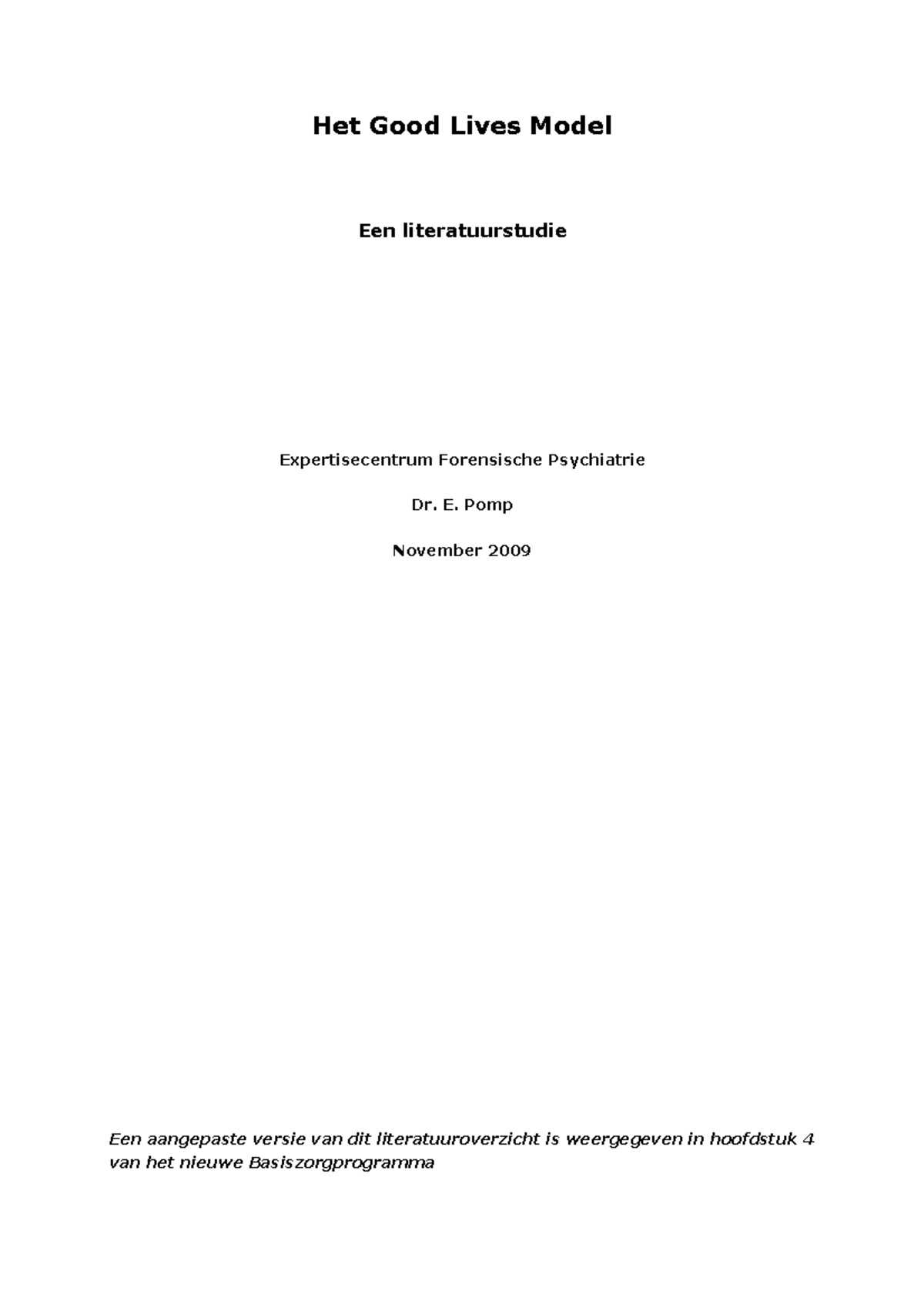 Efp good lives model literatuurstudie - Het Good Lives Model Een ...