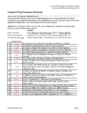 Chapter 13 Worksheet Christianson - Administrative Medical Assisting ...