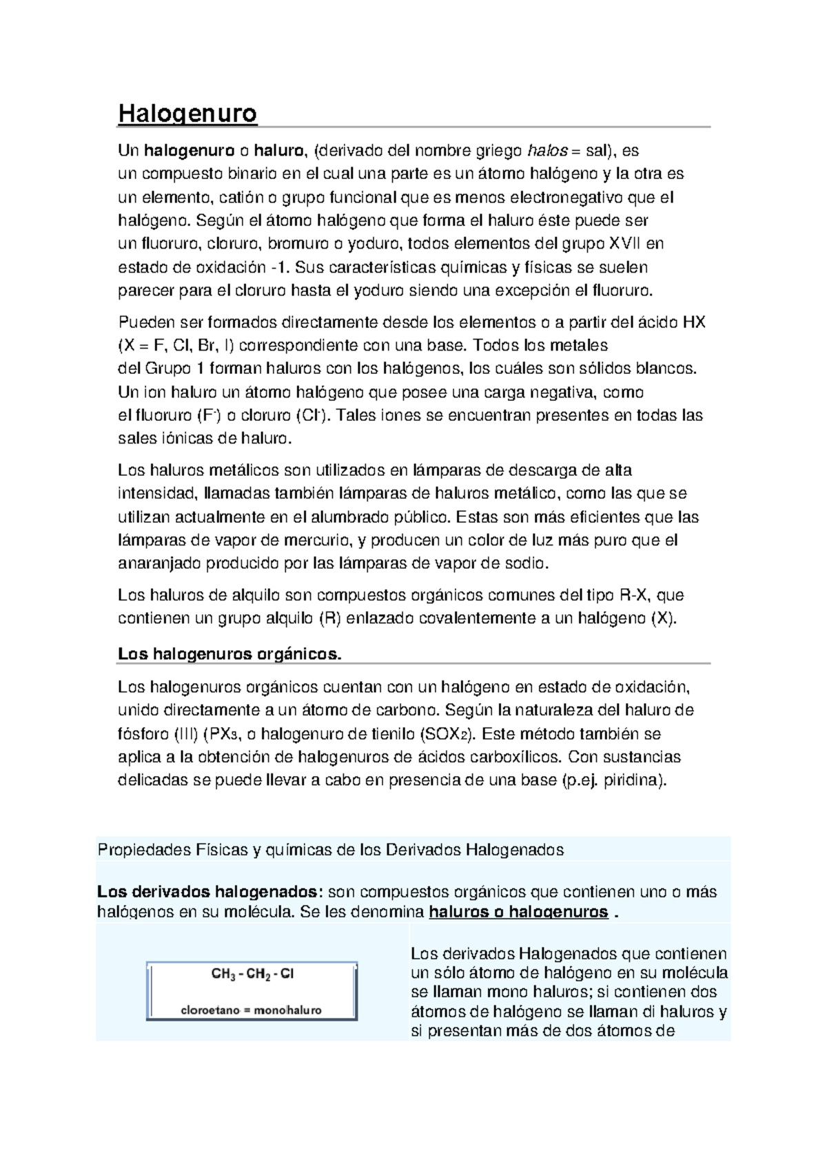 Halogenuros: Compuestos, Propiedades y Aplicaciones en Química - Studocu