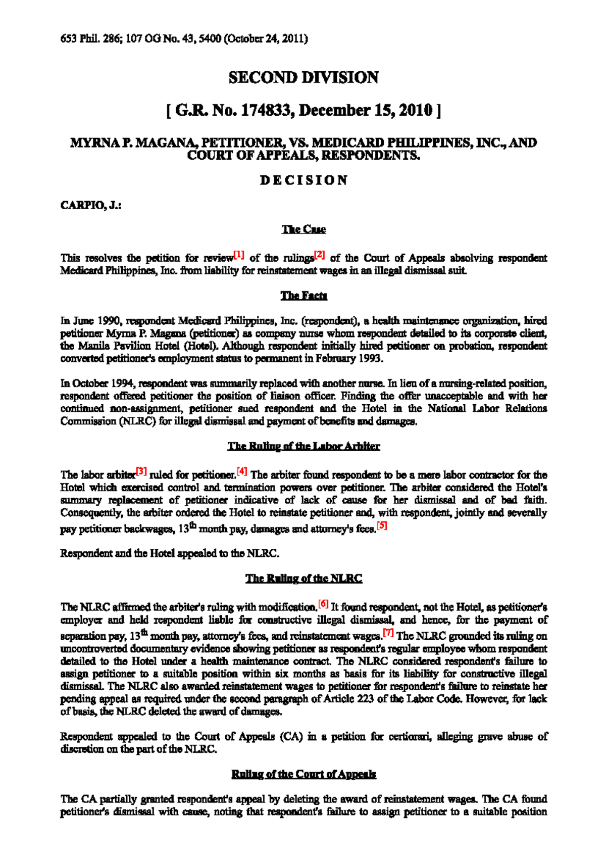 G.R. No. 174833: Magana vs. Medicard Philippines, Inc. Decision ...