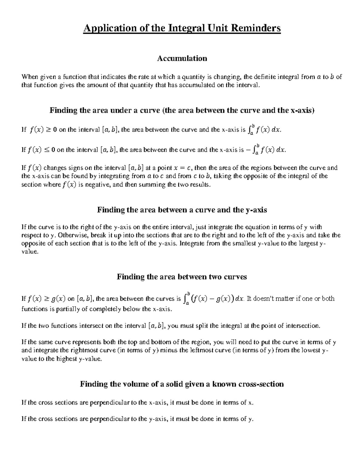 Volumes of Solids of Revolution: Disc, Washer, Shell Methods - Studocu
