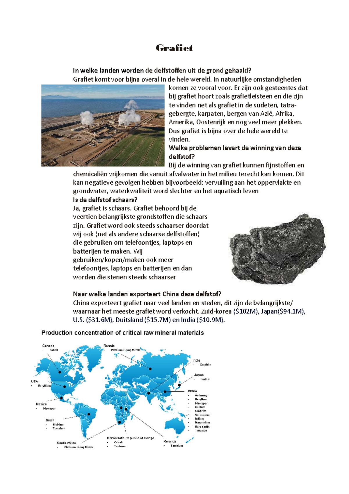 Aardrijkskunde Po: Inzicht in Grafiet en Delfstof Winning - Studeersnel