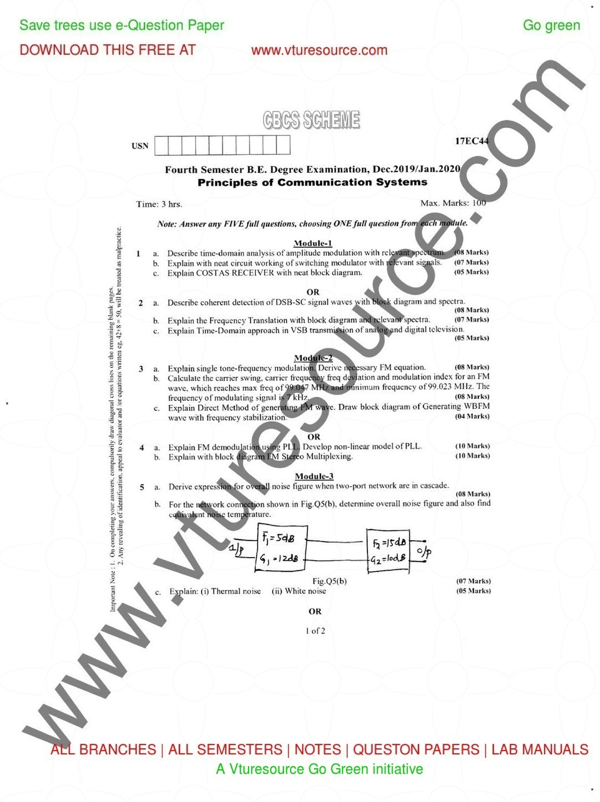 17EC4 Principles of Communication Systems - Jan 2020 Lecture Notes ...