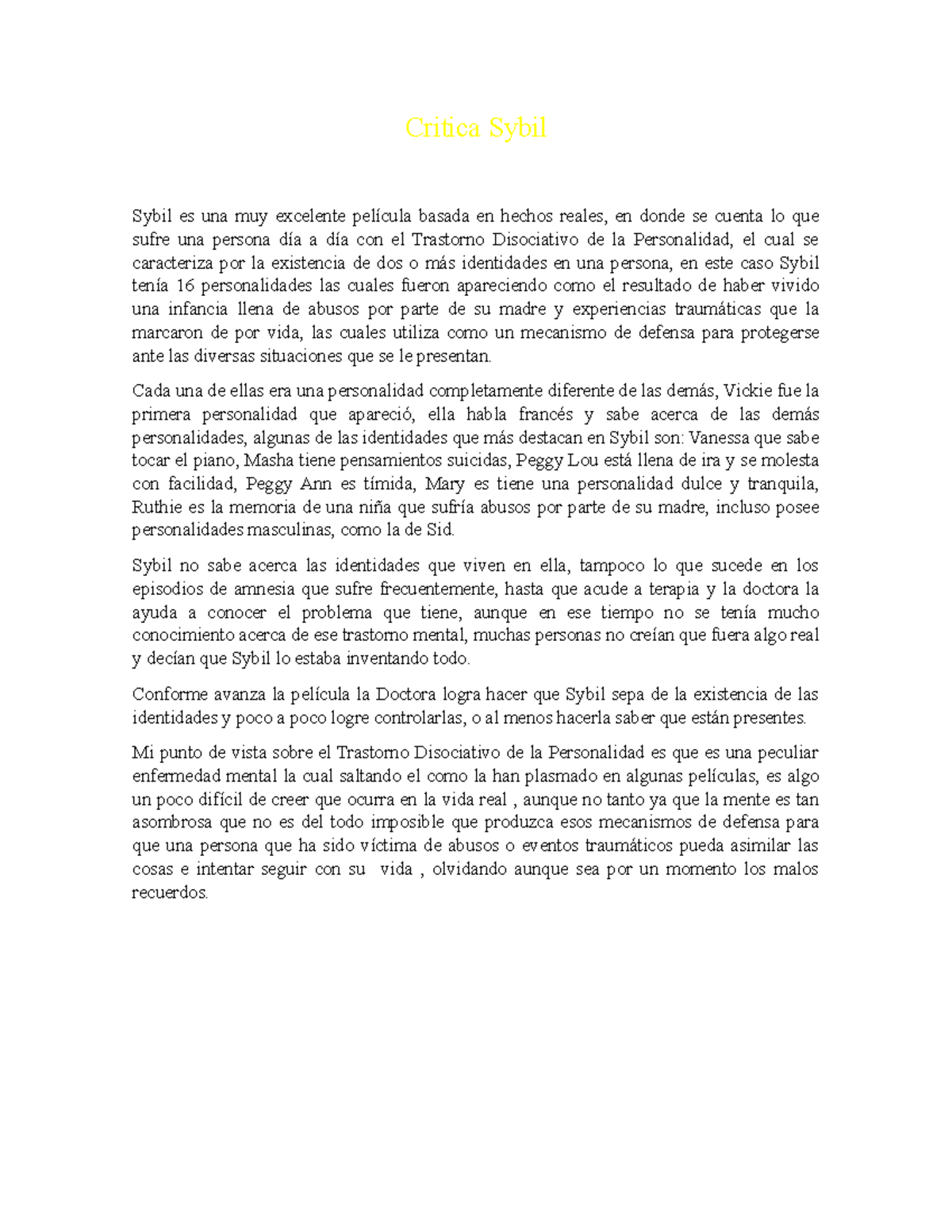 Critica Sybil - Esta es una reseña sobre la película Sibyl, con ...