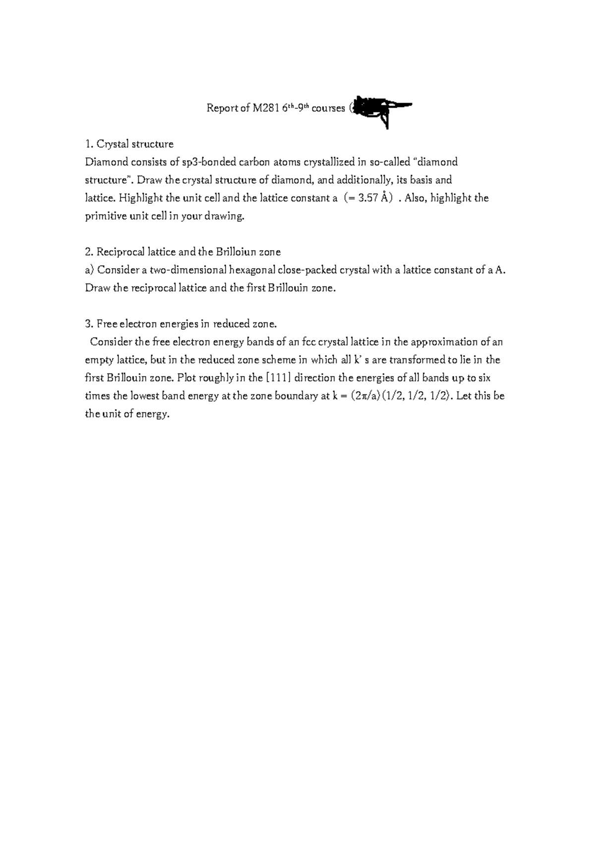 Report of M281 6th - About Solid State Physics introduction - Report of ...