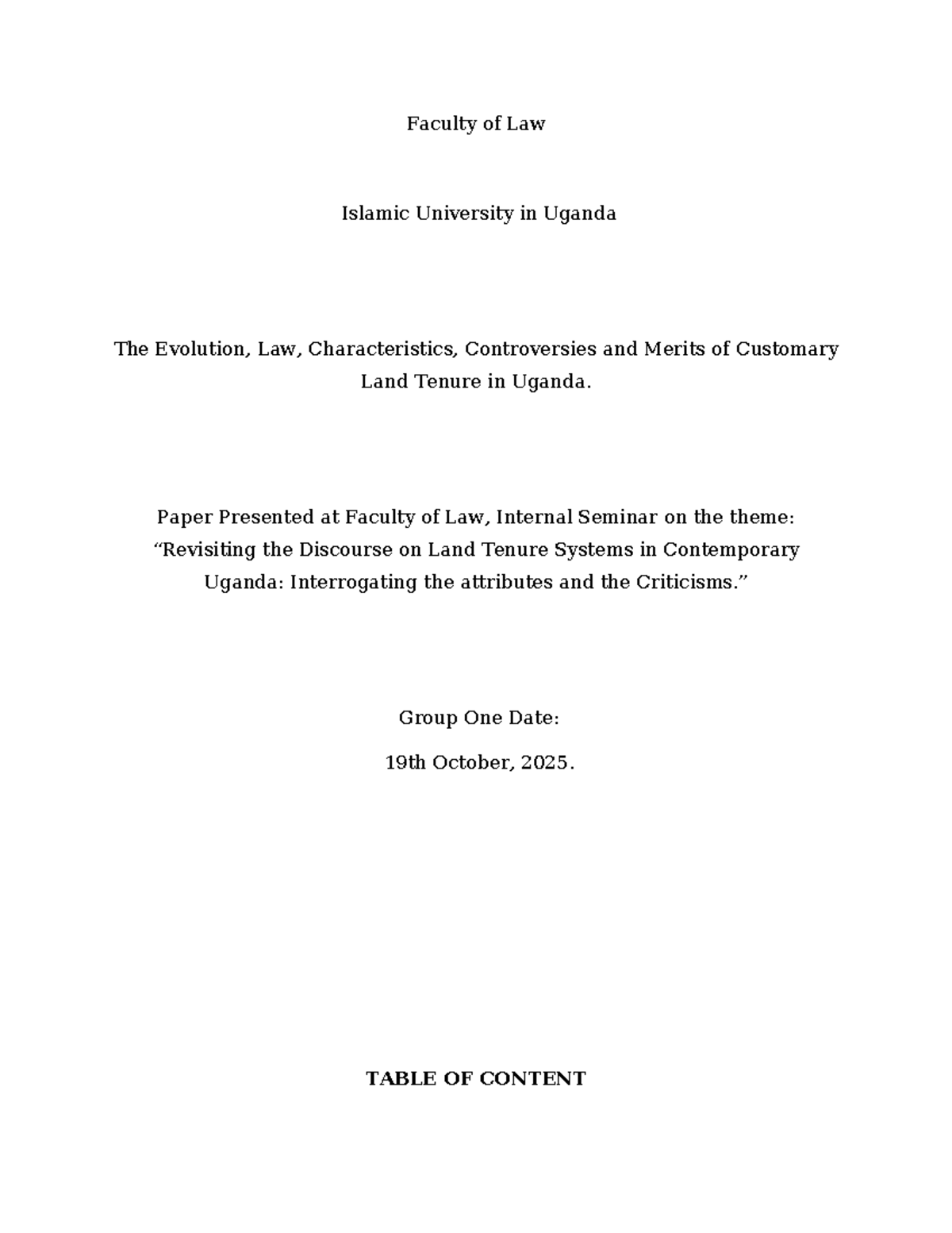Customary Land Tenure in Uganda: Evolution, Legal Framework ...
