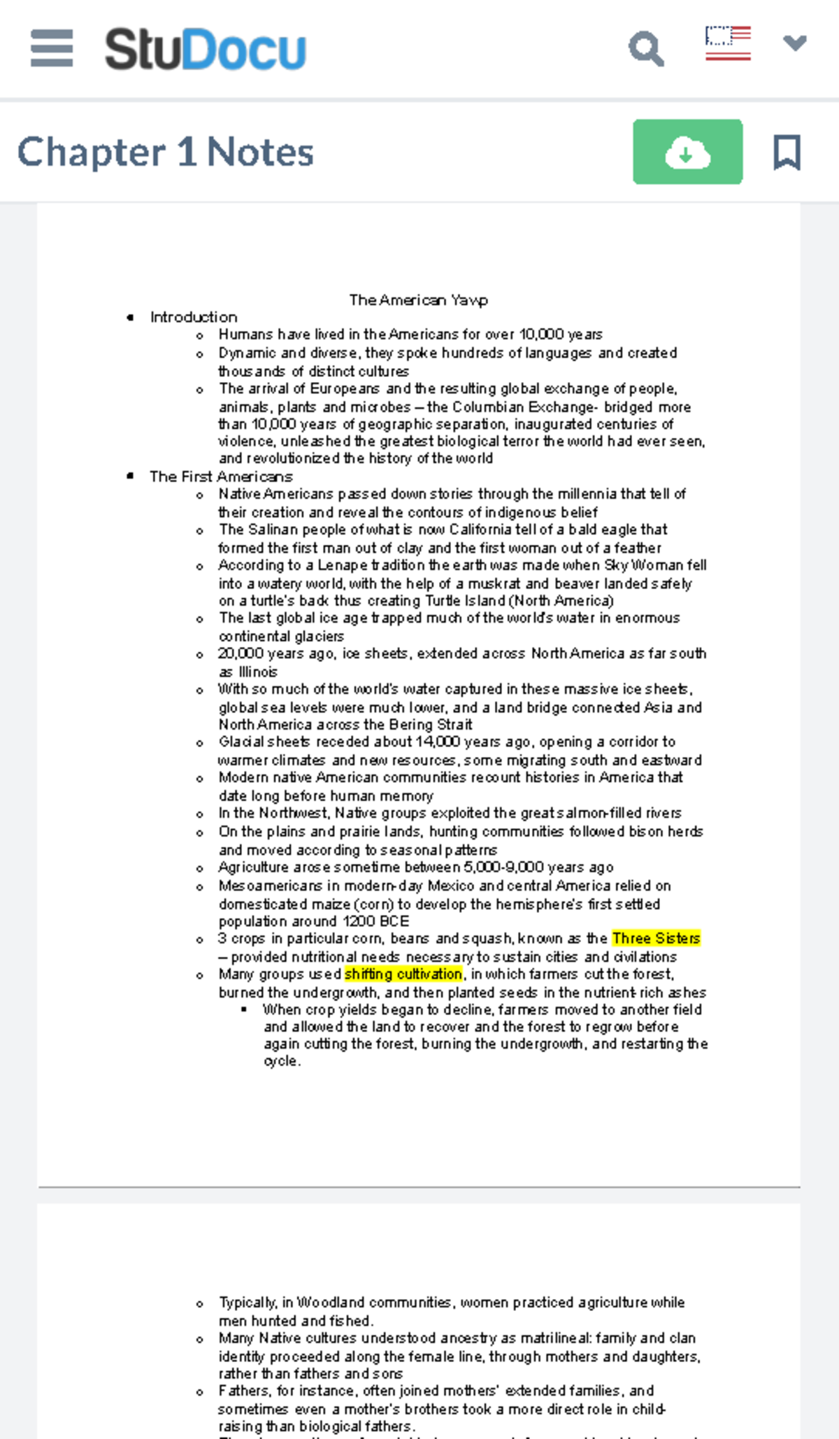 Chapter 1 Notes - The American Yawp: Early Native Cultures and History ...