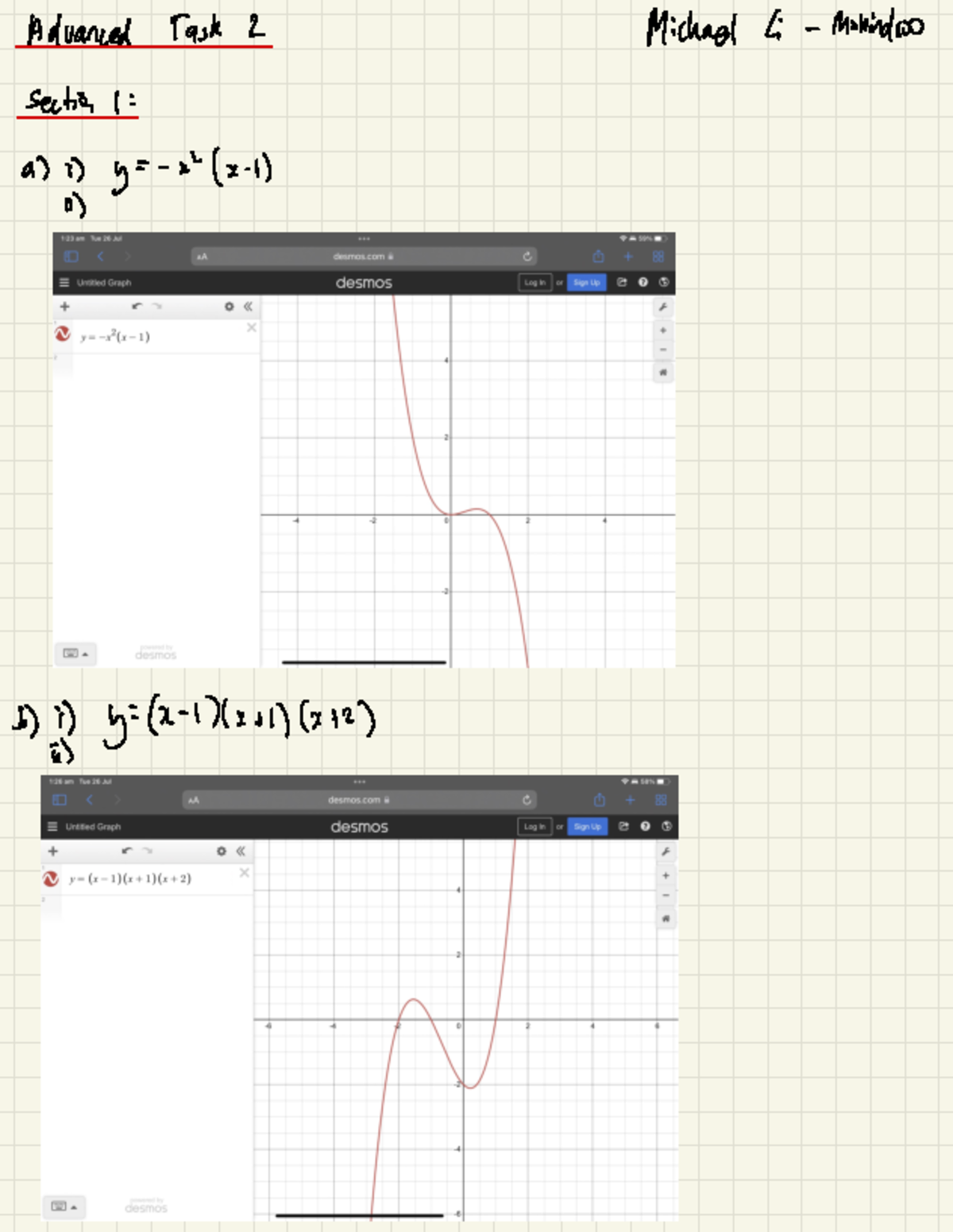 Maths Assignment - Advanced Maths year 12 - Advanced Task 2 Michael E ...
