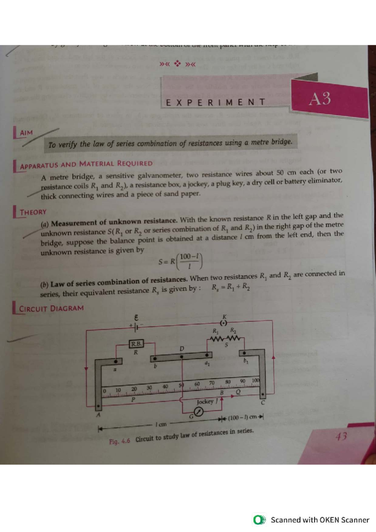 Experiment 3 Sec A: Verifying Series Resistance Law with Metre Bridge ...