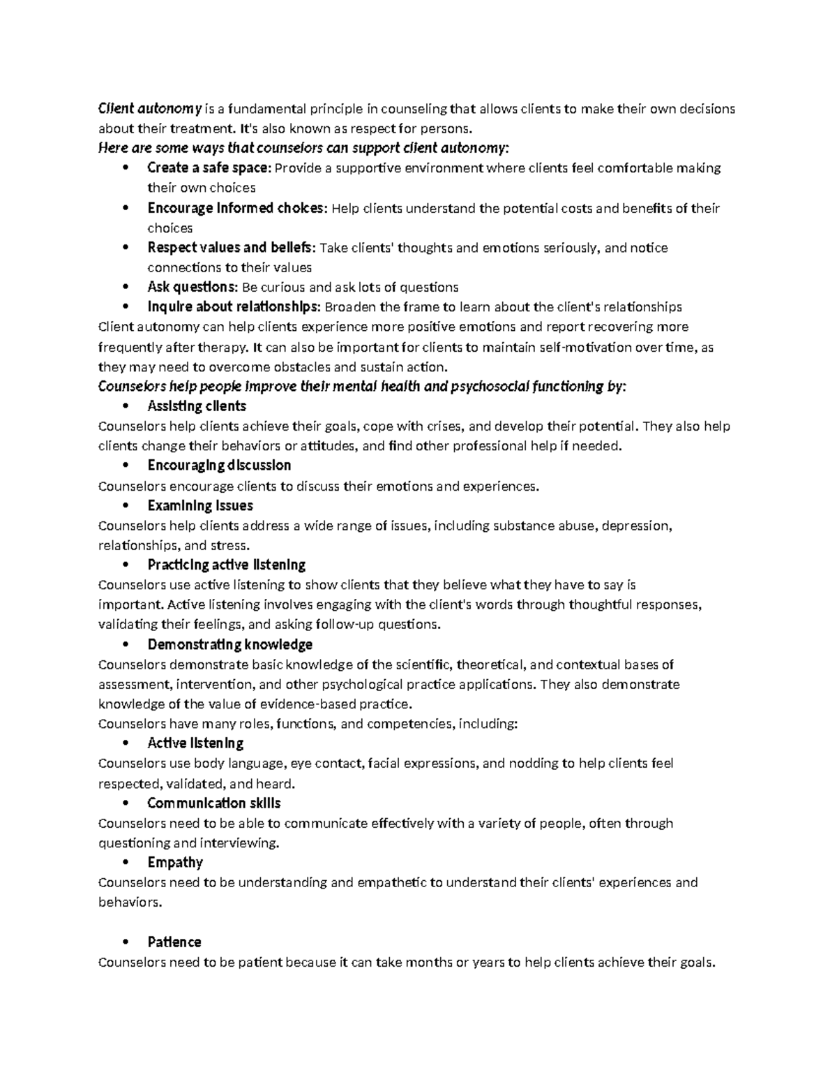 Ethical Principles in Counseling: Supporting Client Autonomy and Growth ...