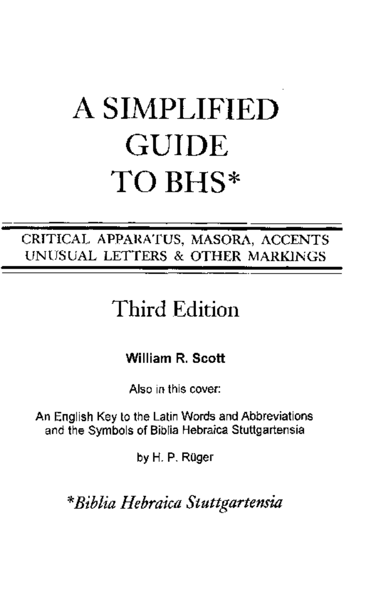 A Simplified Guide to BHS: Critical Apparatus & Masora Notes - Studocu