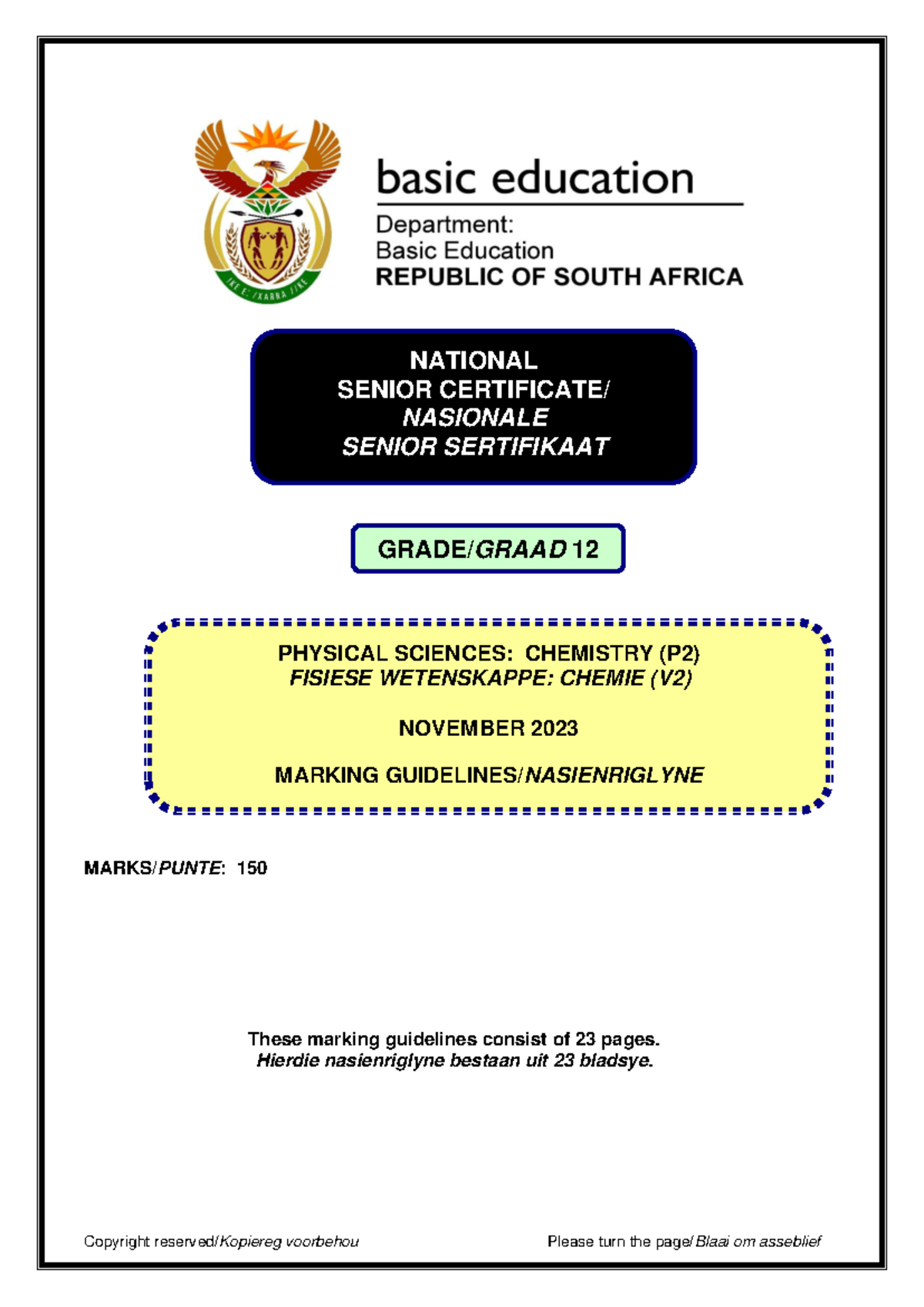 Physical Sciences P2 Marking Guidelines - Nov 2023 - Studocu