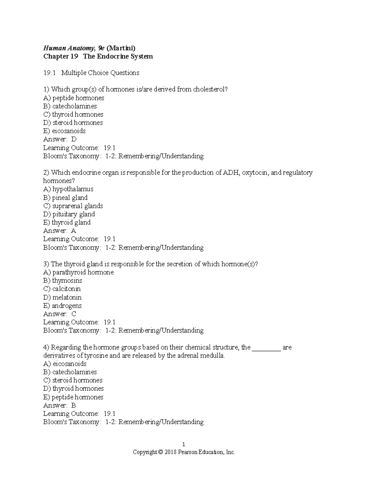 Chapter 19: Endocrine System Study Guide (Human Anatomy, 9e) - Studocu