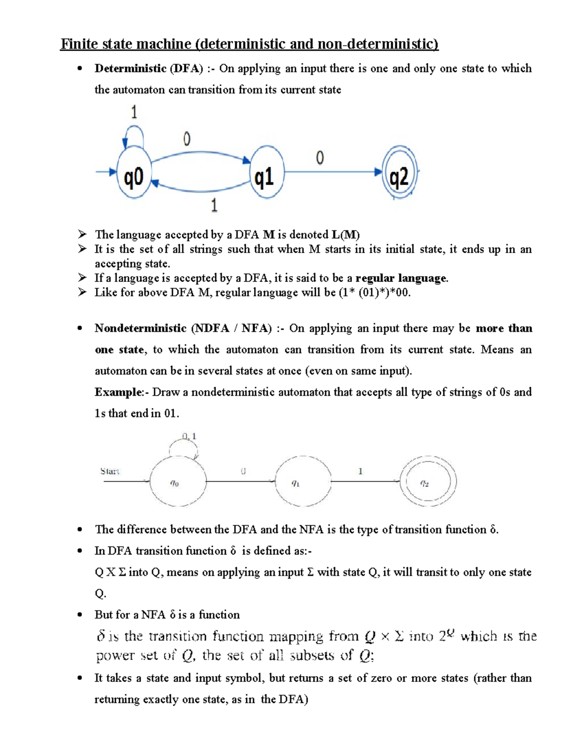 Unit 2 (Part 2) - NDFA to FA, Mealy & Moore Machine Model - Studocu