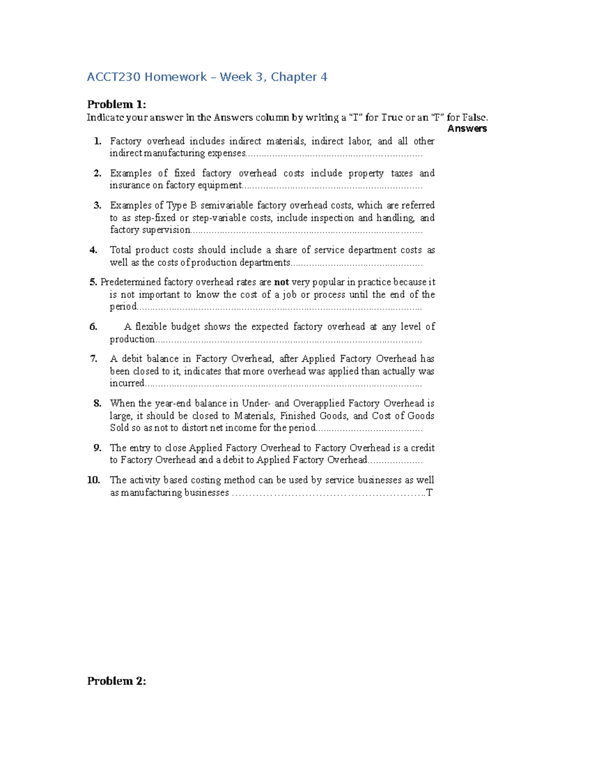ACCT230-Week 3 Homework - ACCT230 Homework – Week 3, Chapter 4 Problem ...