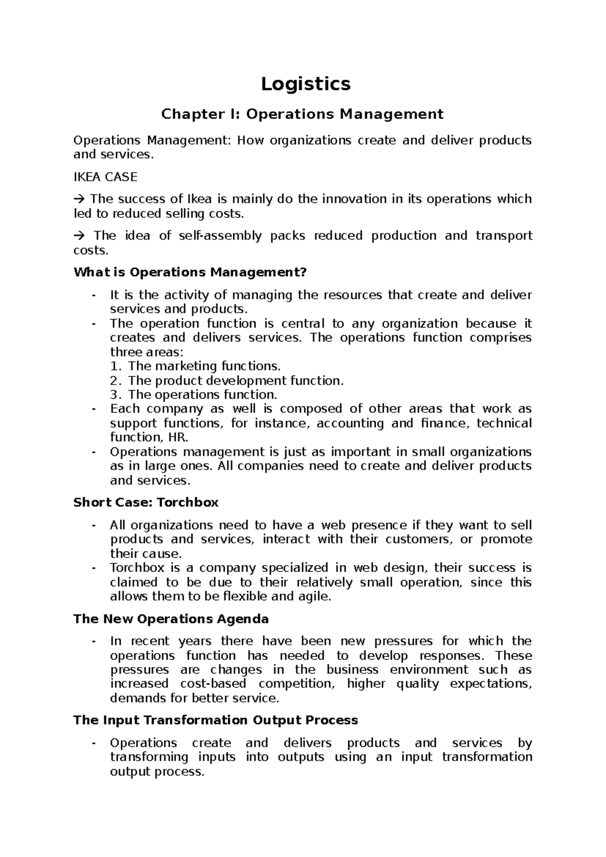 Logistics and OP Man 2: Concepts in Operations Management & Strategy ...