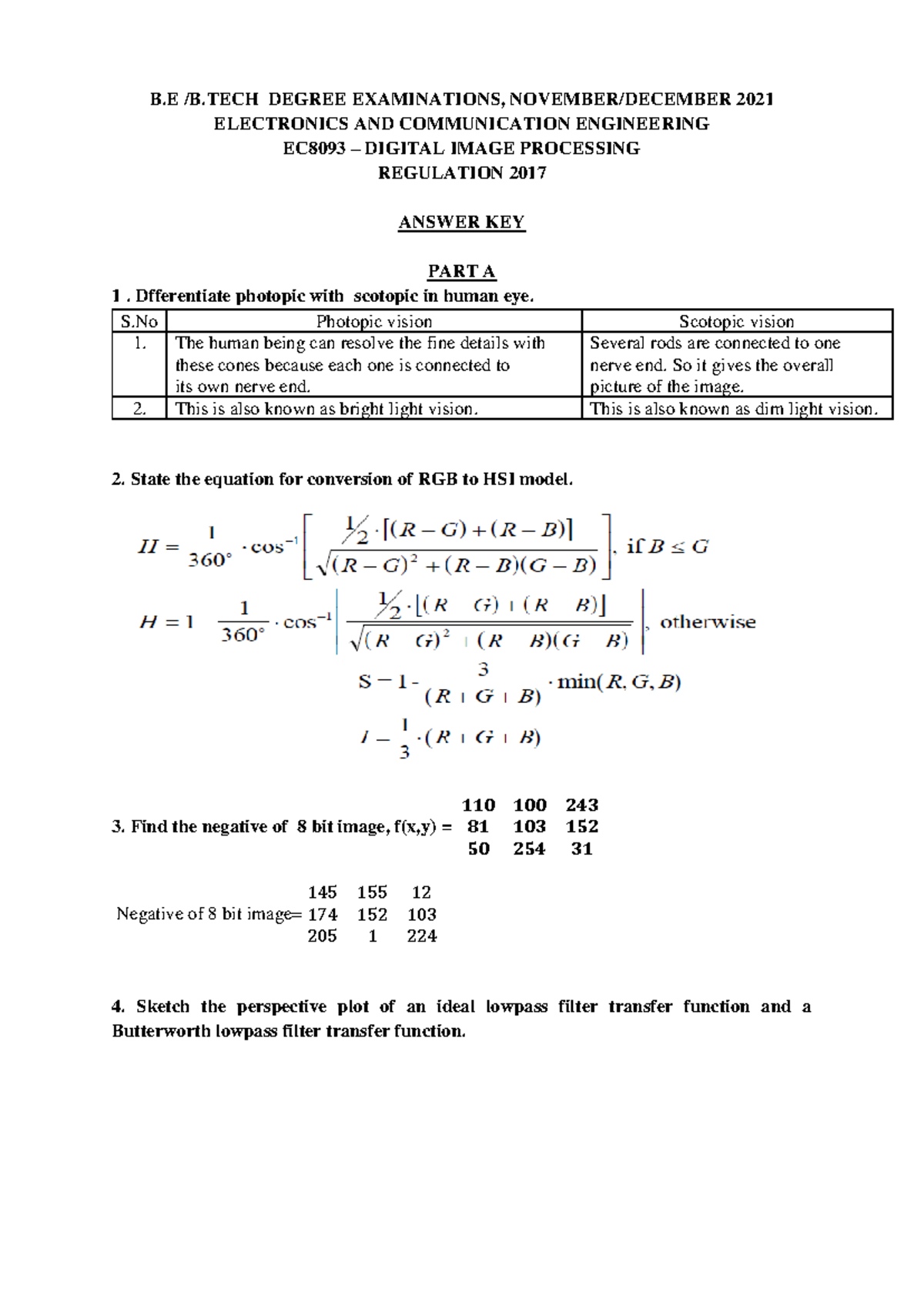EC8093 Digital Image Processing Answer Key Nov-Dec 2021 - Studocu