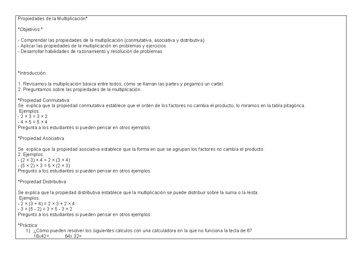Propiedades de la Multiplicación: Conmutativa, Asociativa y ...