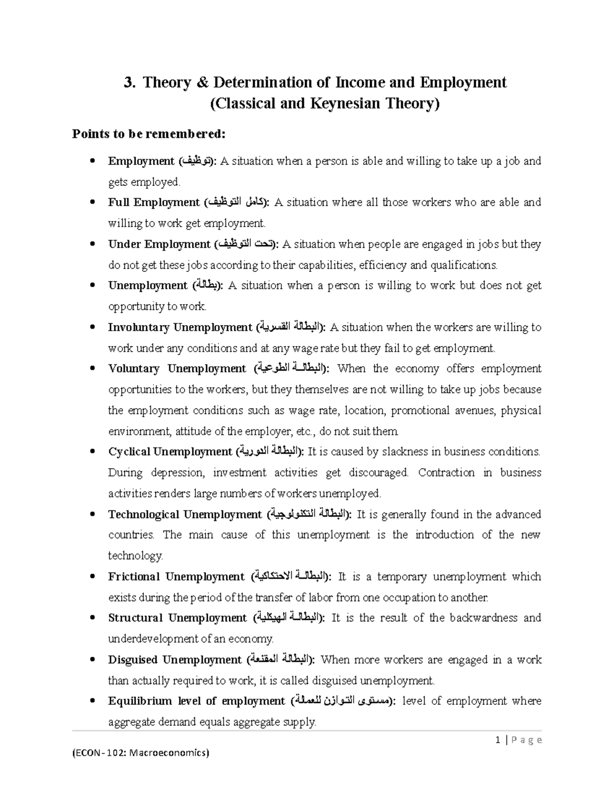 Chapter- 3 determination of income and employment classical and ...