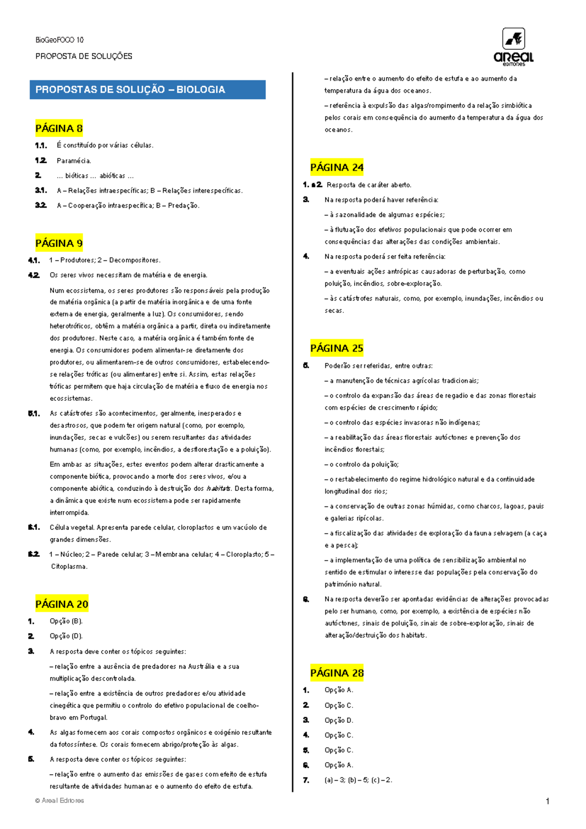 Propostas de Soluções - BioFoco 10º: Ecossistemas e Relações Tróficas ...