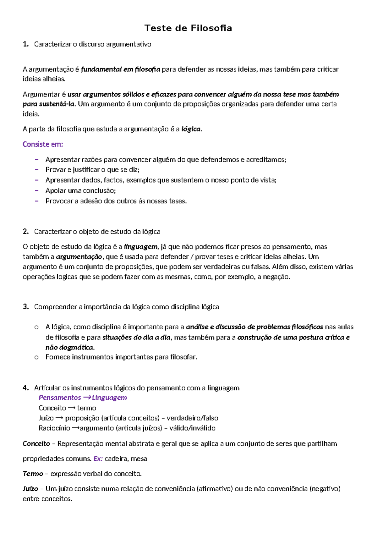 Teste 2 de Filosofia: Argumentação e Lógica na Prática - Studocu