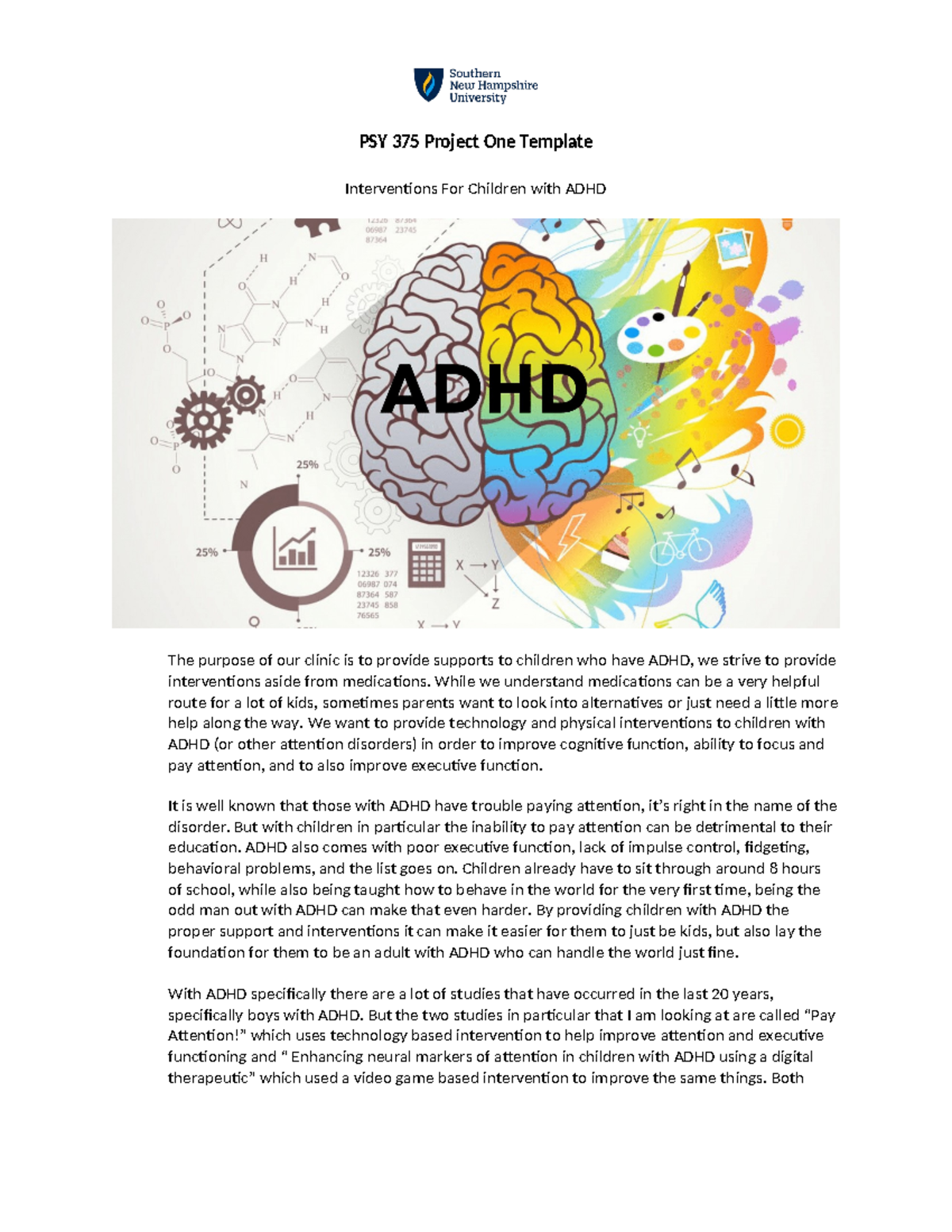 PSY 375 Project One Essay: Technology-Based Interventions for ADHD ...