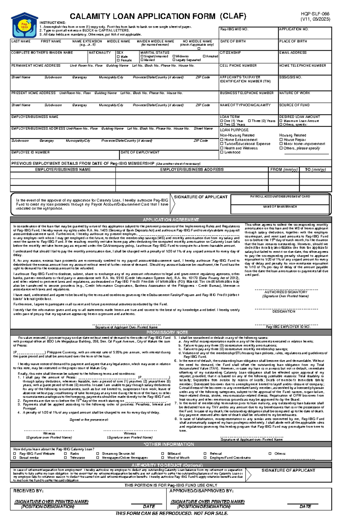 SLF066 Calamity Loan Application Form - CALAMITY LOAN APPLICATION FORM ...