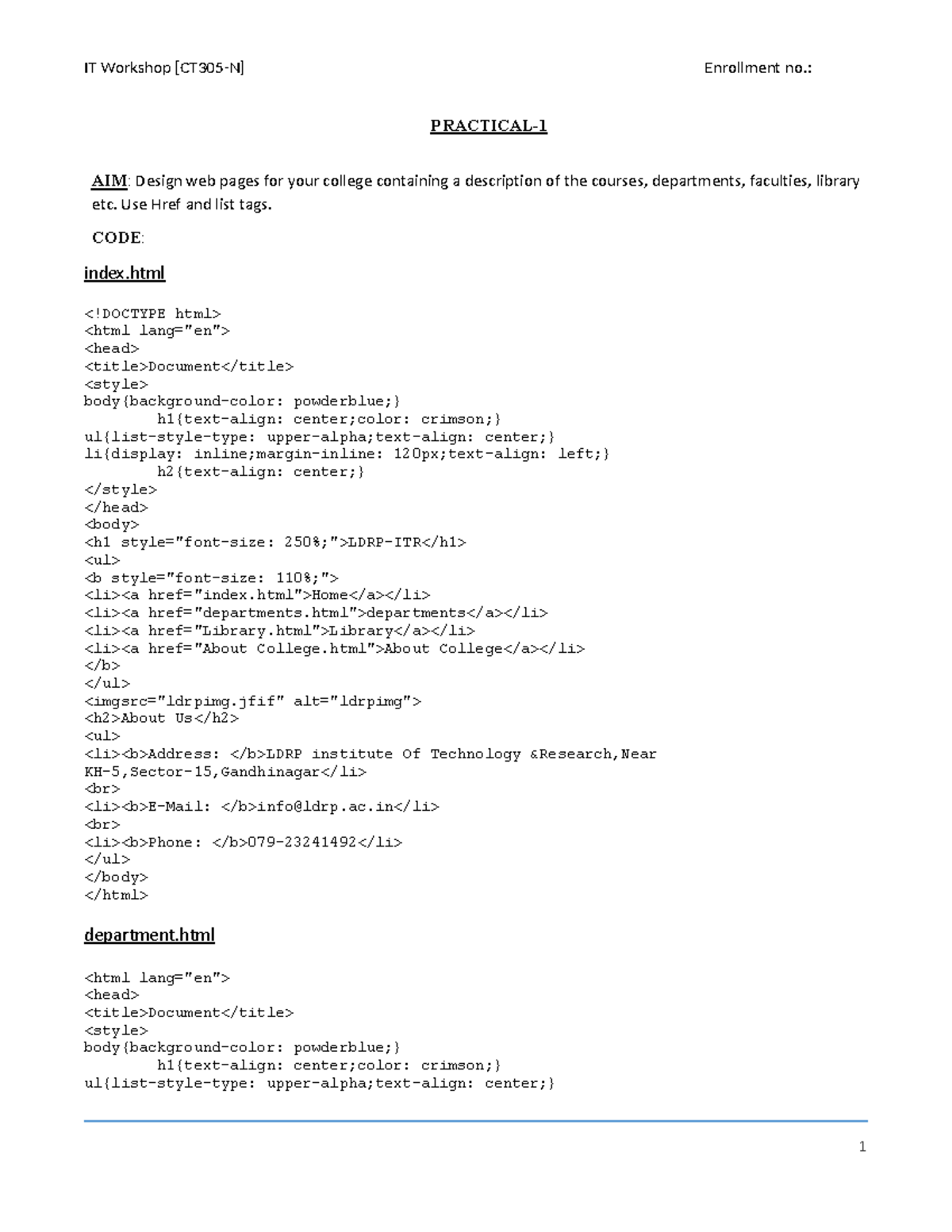 LDRP-ITR ITW Practical Web Design and Student Feedback Form - Studocu
