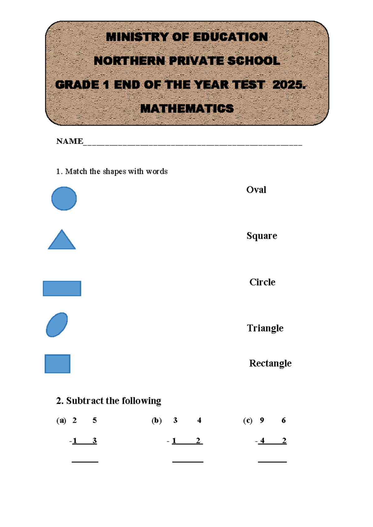 Maths G1 - Test - Foundation mathematics - NAME