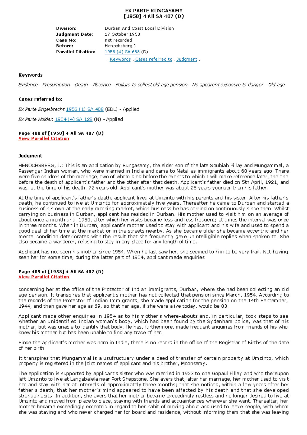 Ex Parte Rungasamy [1958] 4 All SA 407 (D) Case Analysis and Judgment ...