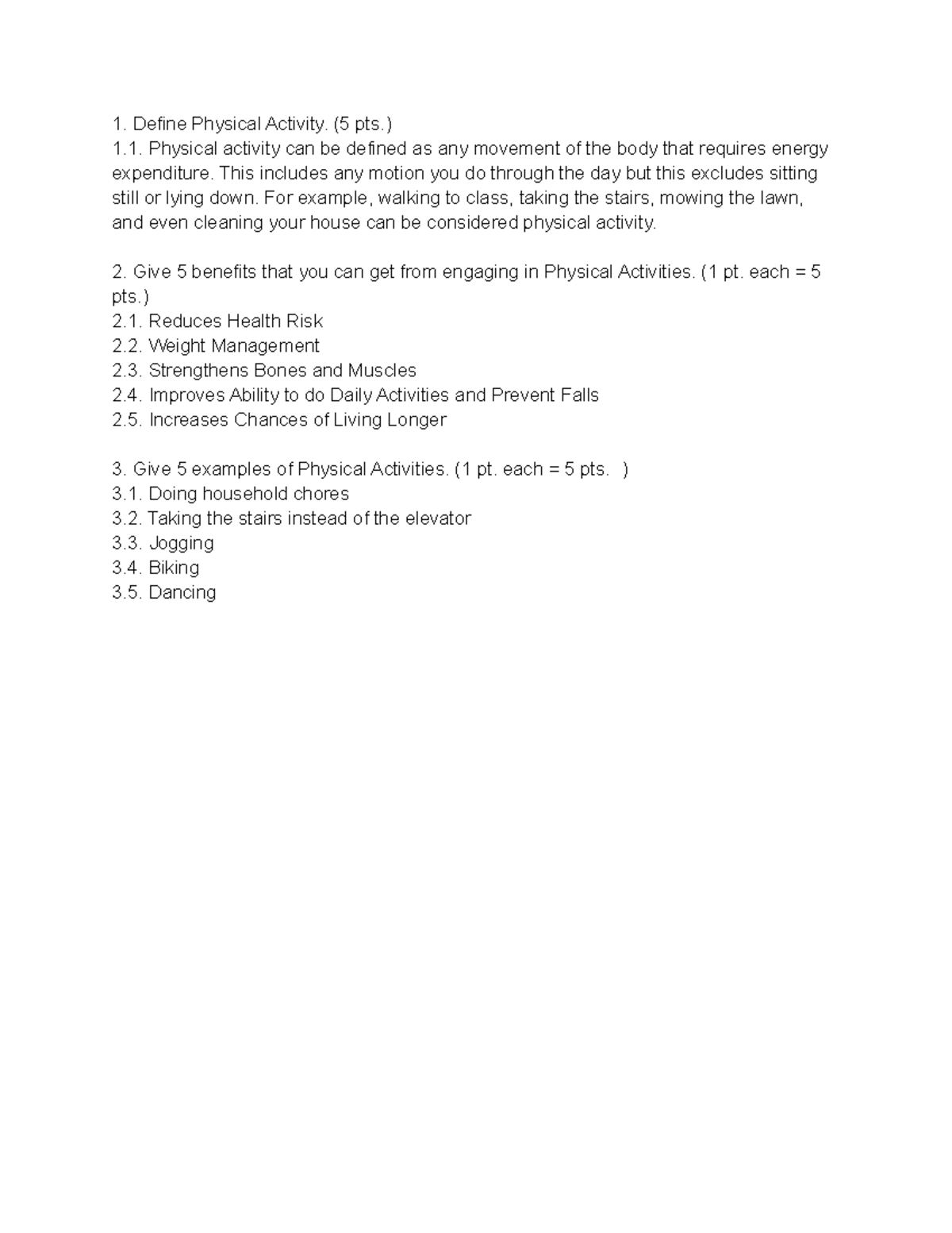 PE 101: Understanding Physical Activity and Its Benefits - Studocu