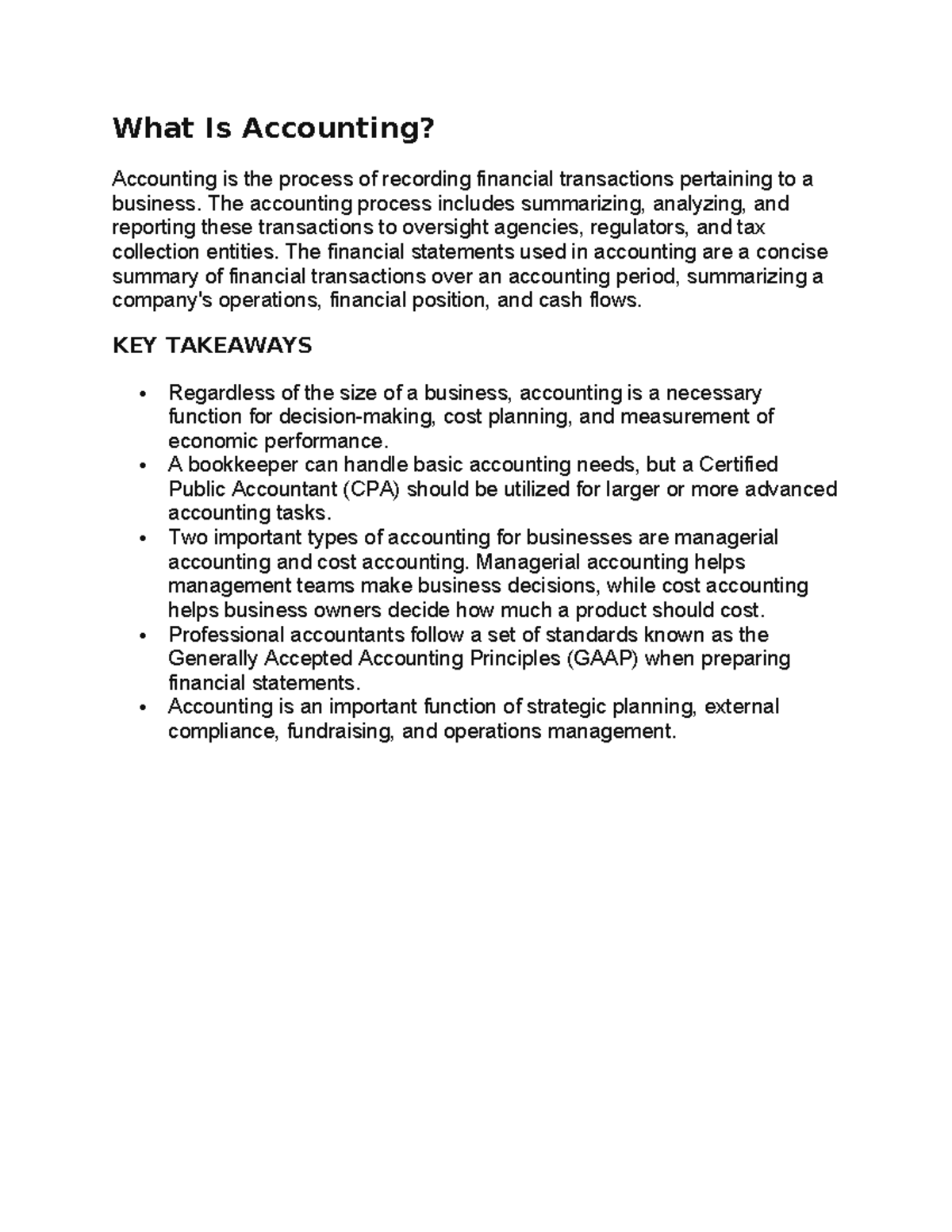 Fundamentals of Accounting - What Is Accounting? Accounting is the ...