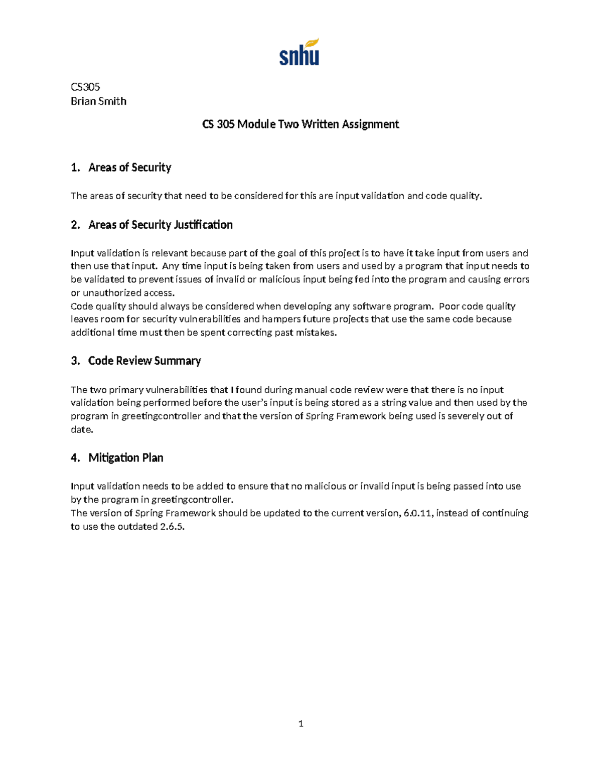 CS 305 Module 2 Written Assignment: Security Areas & Review - Studocu