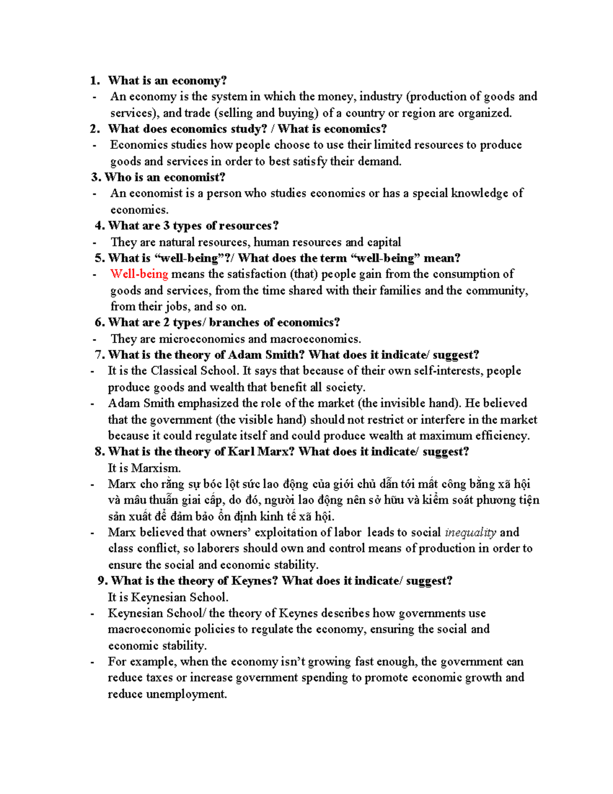 Economics Overview: Key Concepts and Theories (ENG 101) - Studocu