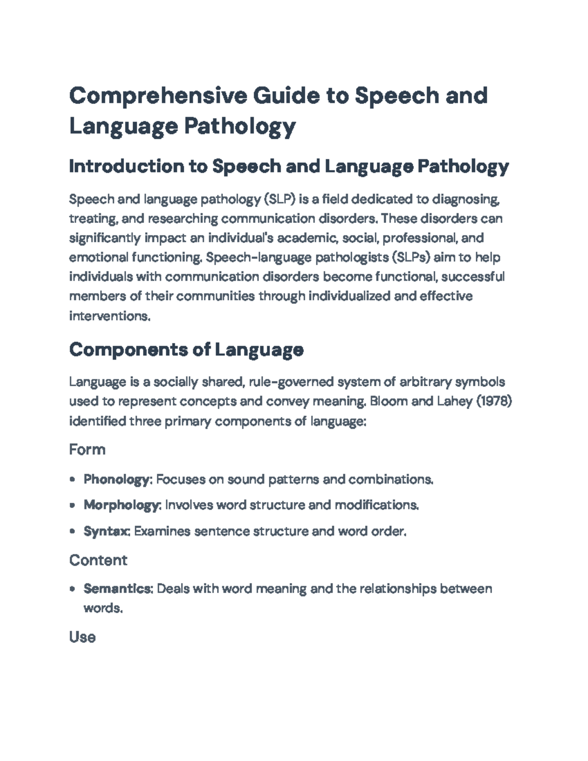Comprehensive Overview of Speech and Language Pathology SLP 101 ...