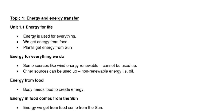 Grade 4 Natural Sciences: Energy and Its Role in Life - Studocu