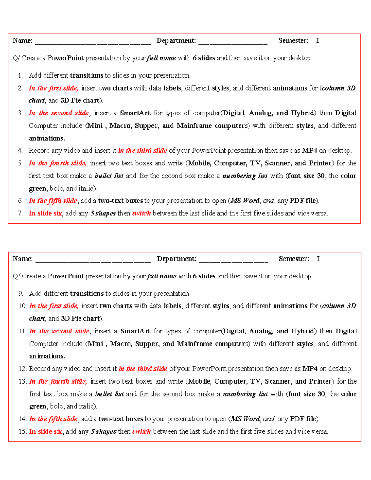 Physics Midterm Exam Instructions for PowerPoint Presentation - Studocu