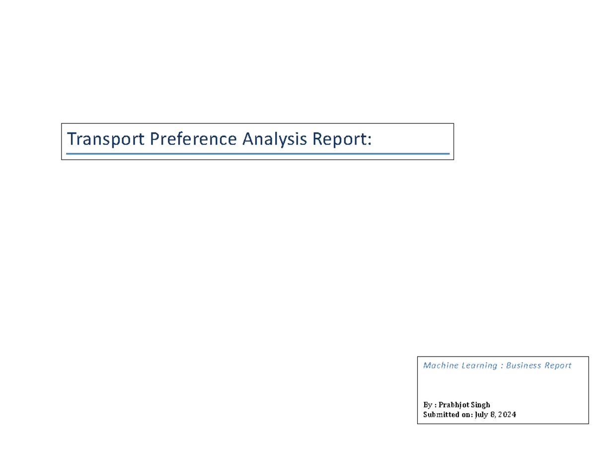 Transport Preference Analysis Report: Insights and Recommendations ...