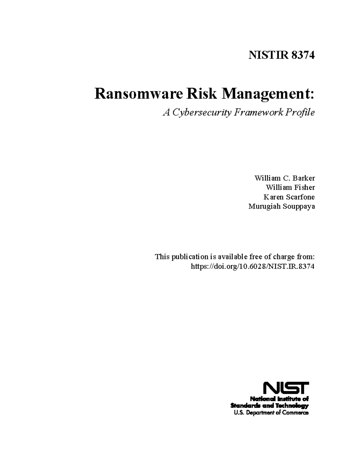 NISTIR 8374 Ransomware Risk Management: Cybersecurity Framework Guide ...