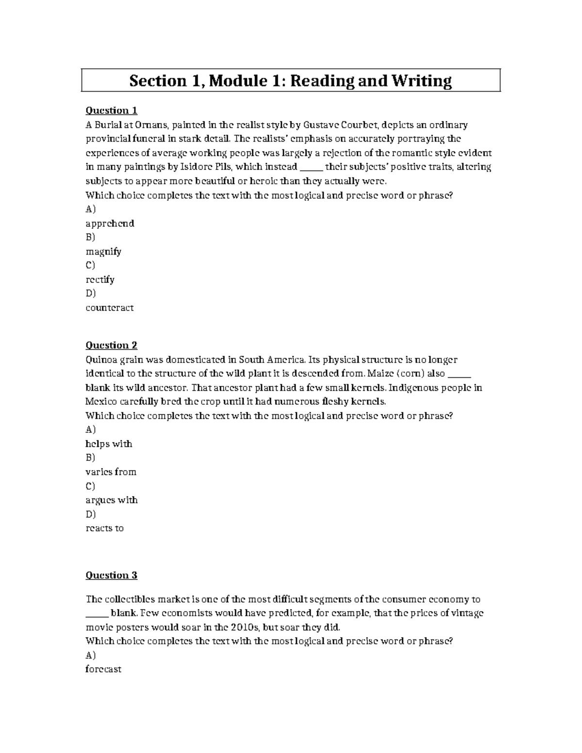 Module 1: Reading and Writing Study Questions and Answers - Studocu