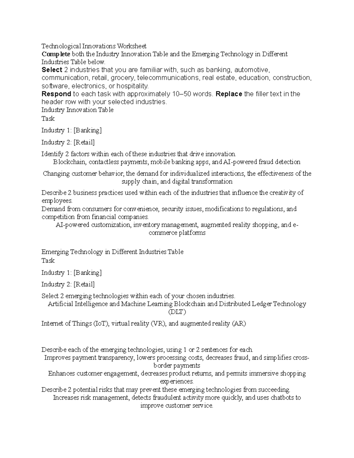 Cmgt558 v2 WK1 Technological Innovations Worksheet Analysis - Studocu